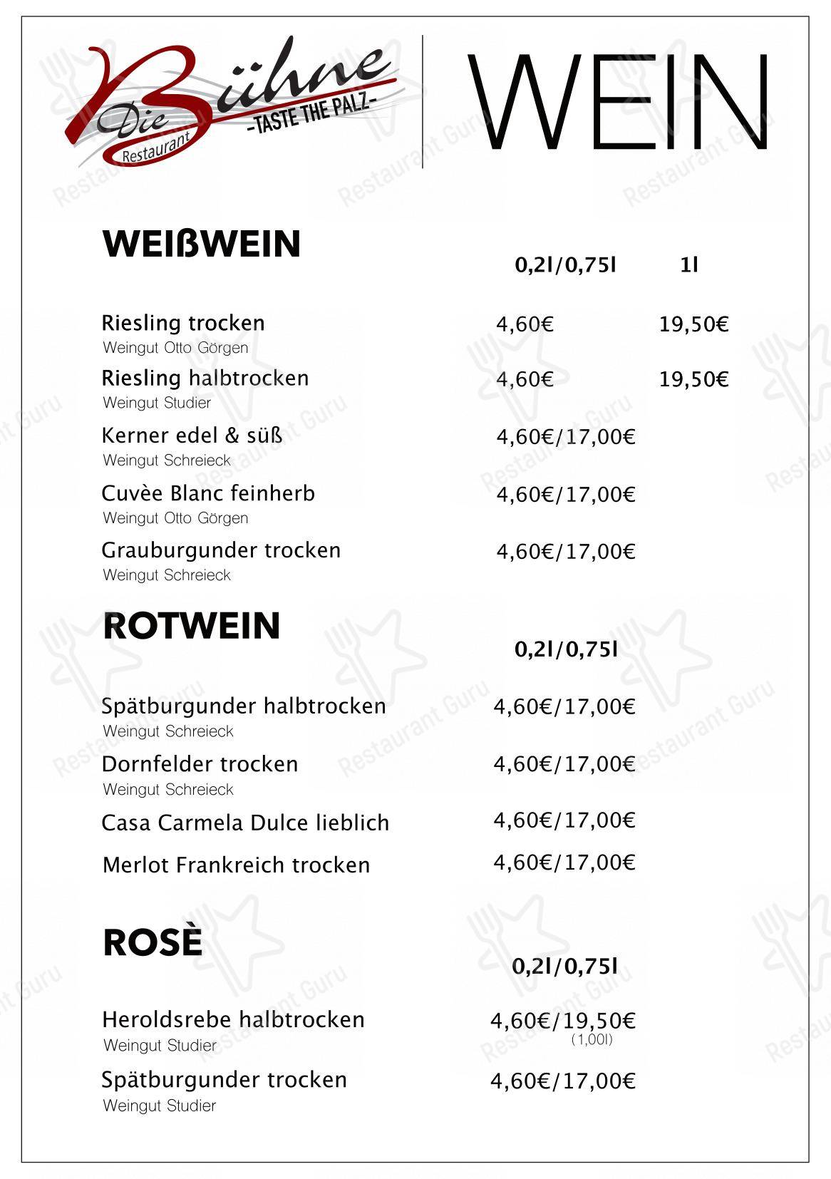 Menu at Restaurant "Die Bühne" -Taste the Palz-, Ramstein-Miesenbach