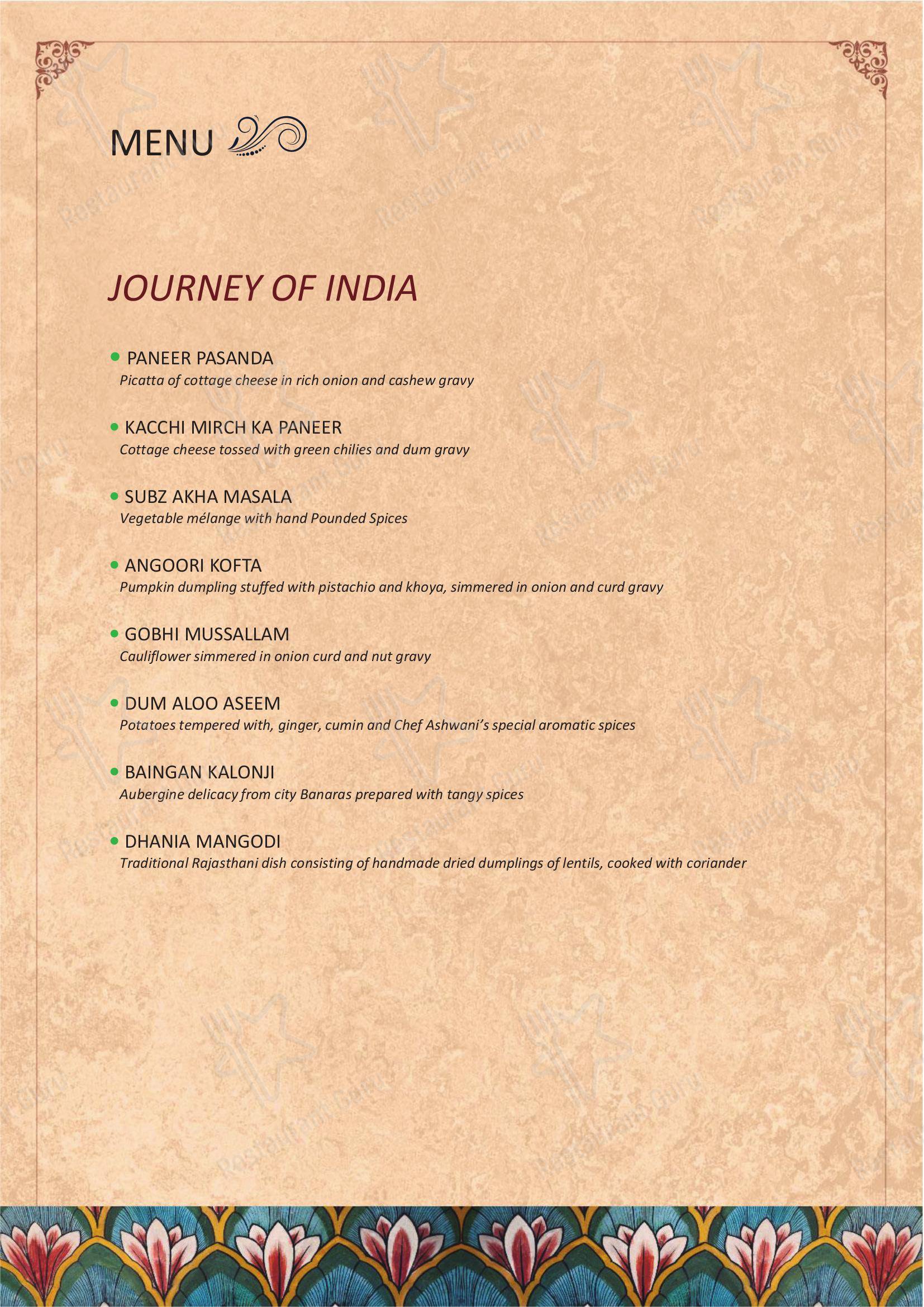 Menu at Dilli 32, New Delhi