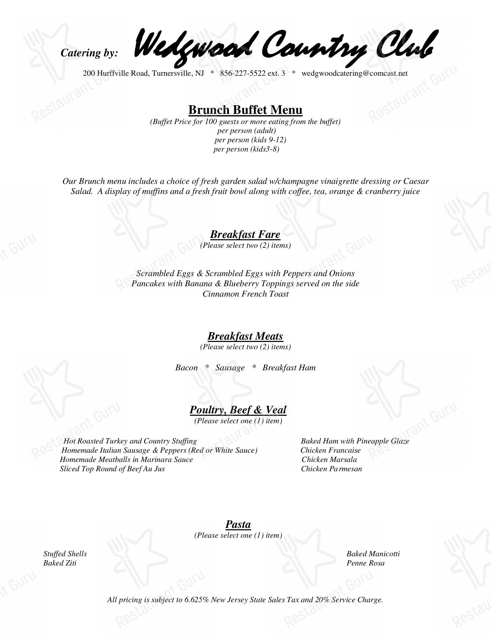 Menu at Divots Restaurant & Lounge, Washington Township