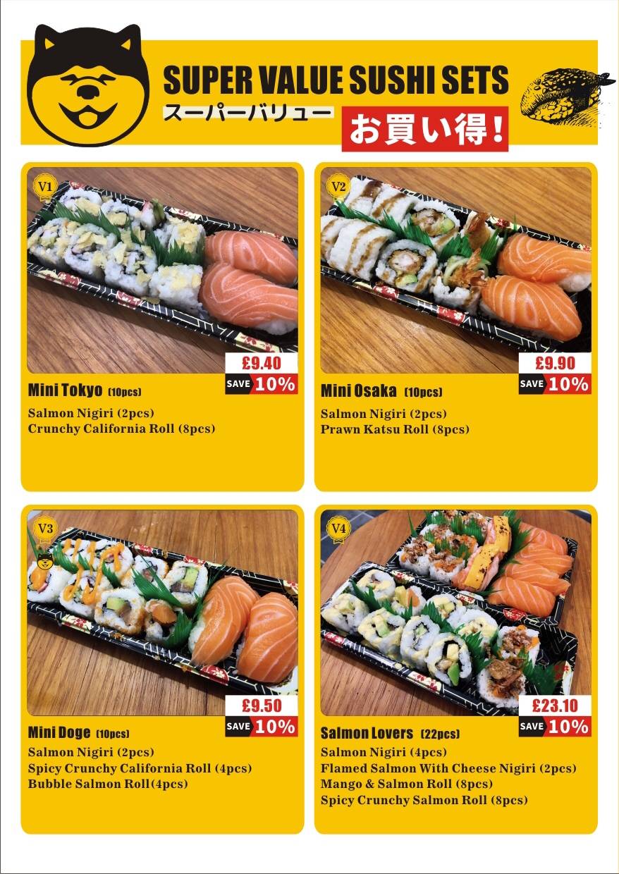 Menu at Doge Sushi restaurant, Huntingdon