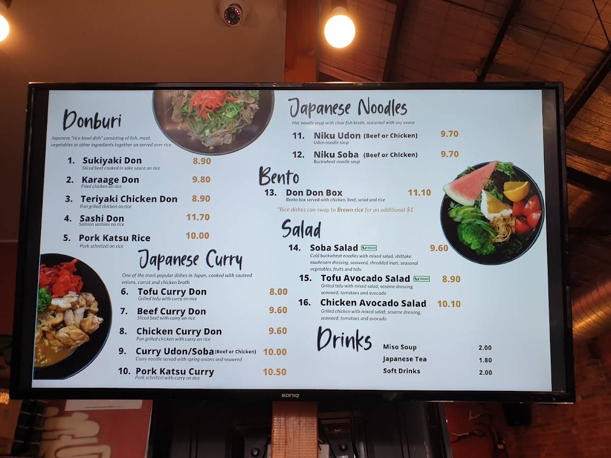 Menu at Don Tojo restaurant, Melbourne, 164 Cardigan St