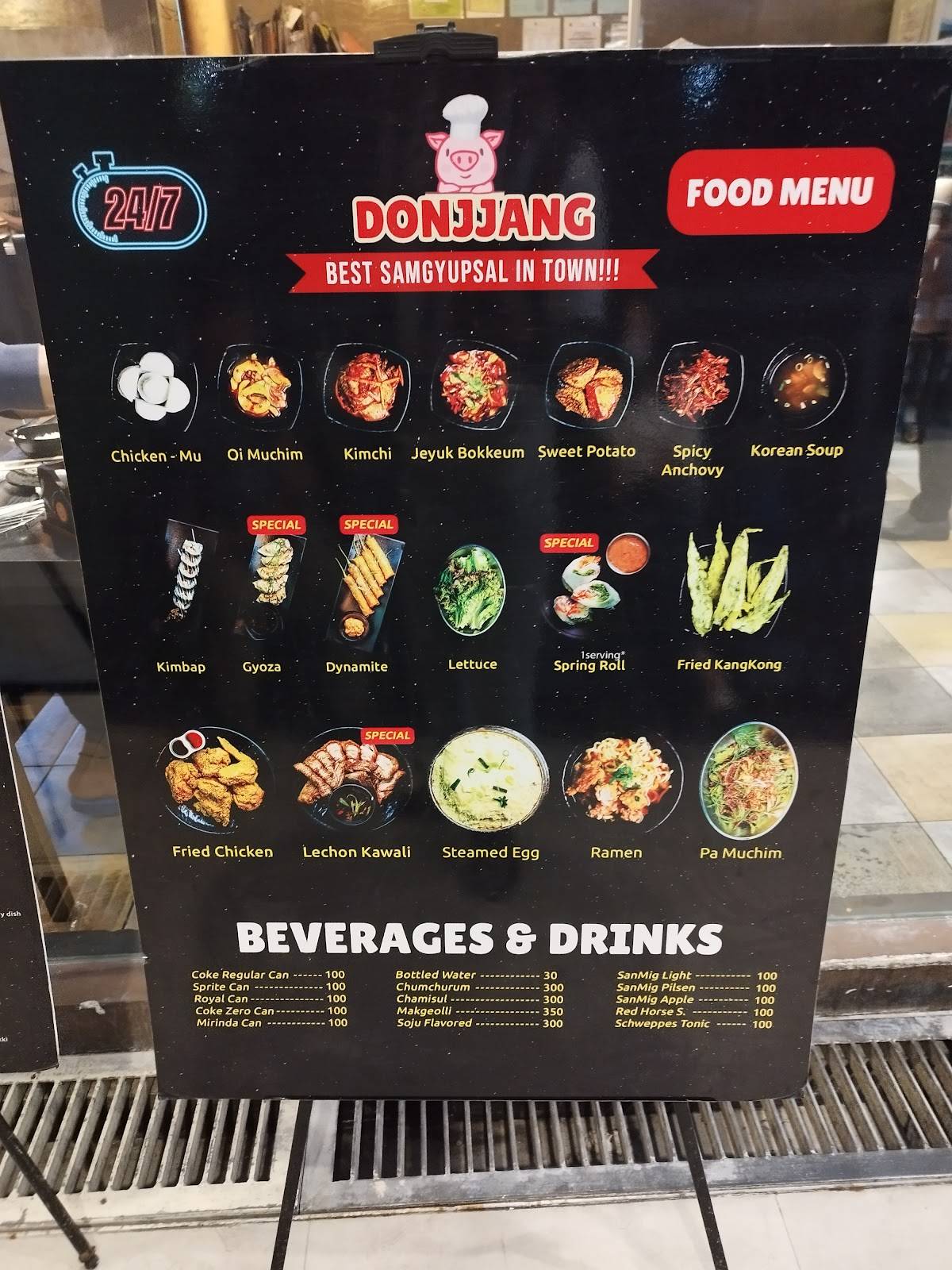 Menu at Donjjang Samgyupsal, Cebu City restaurant, Cebu City