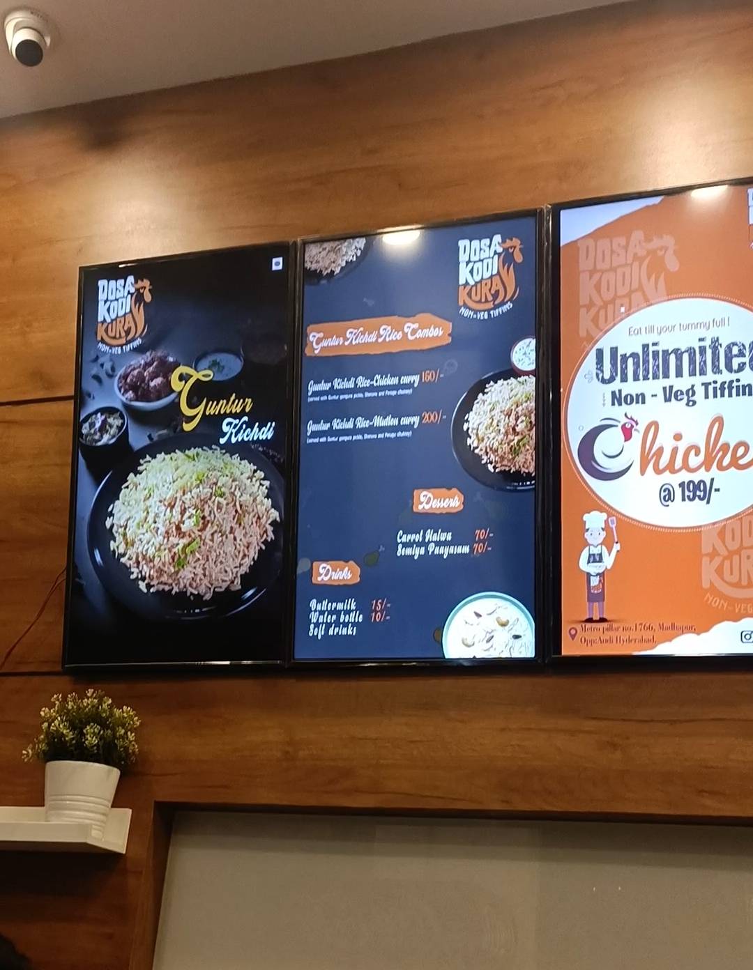 Menu at Dosa Kodi Kura, Hyderabad