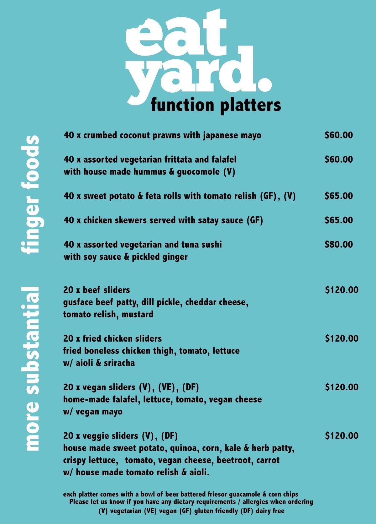 Menu at Eat Yard restaurant, Perth