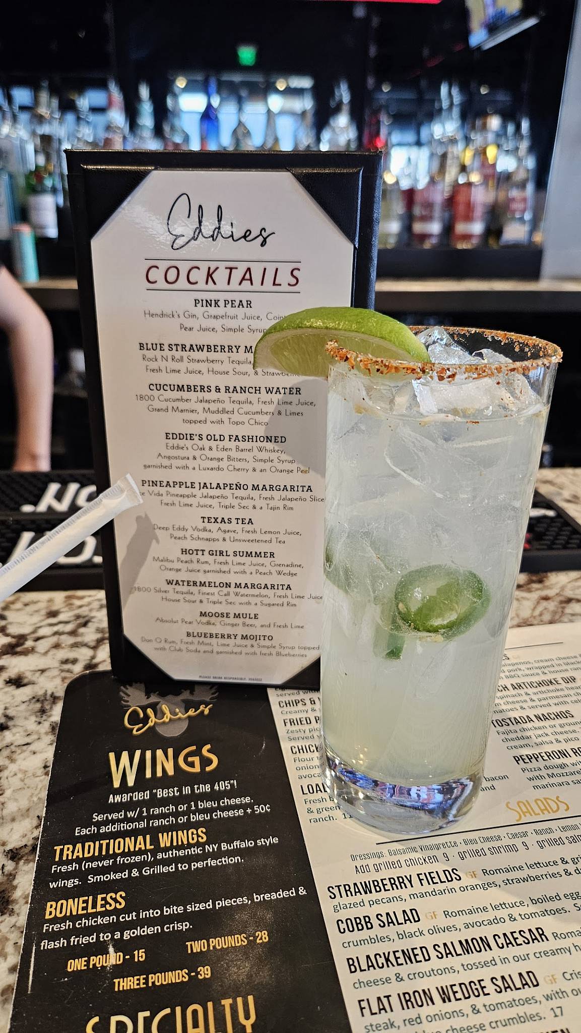 Menu at Eddie's (Chisholm Creek) restaurant, Oklahoma City