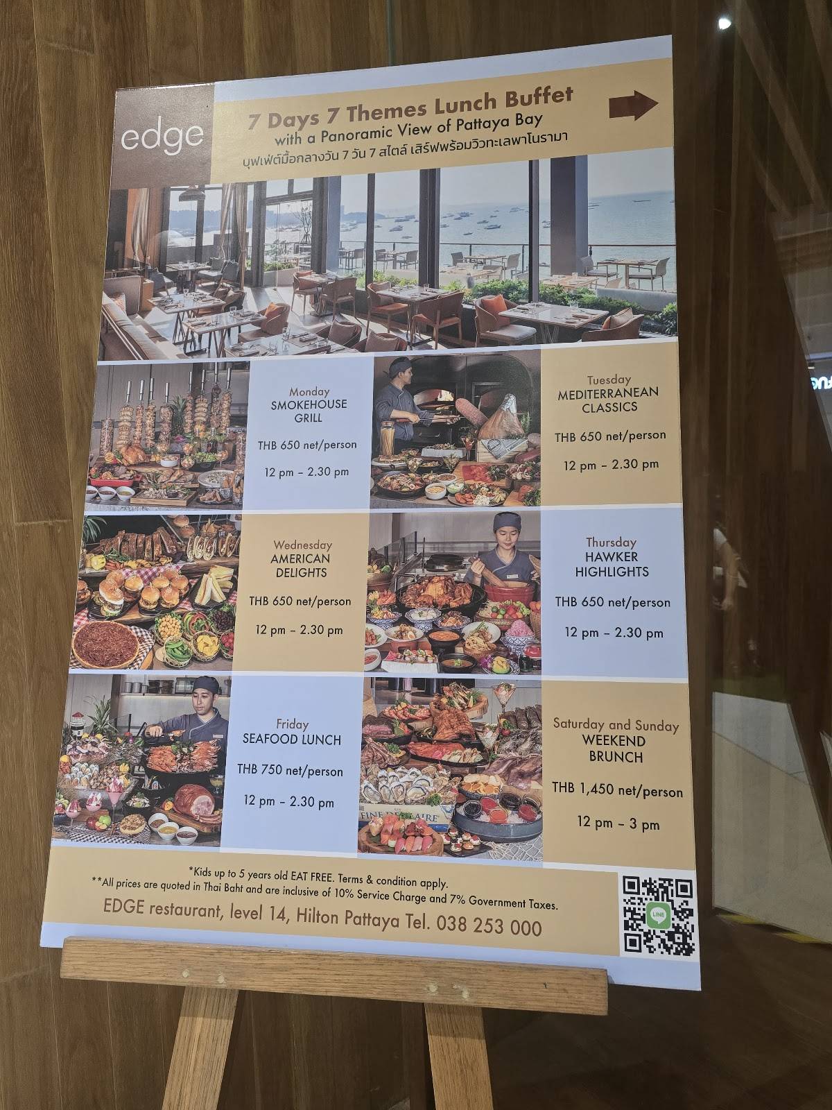 Menu at Edge restaurant, Pattaya City