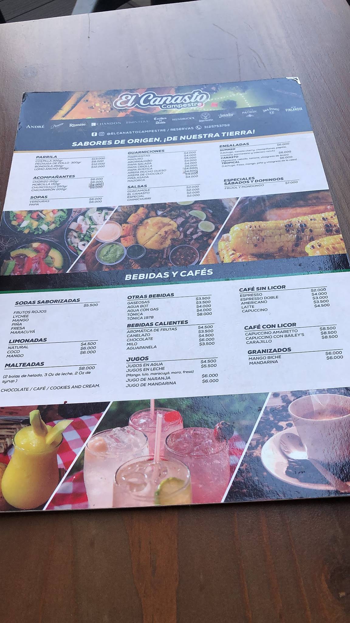 Carta del restaurante El Canasto Campestre, Manizales