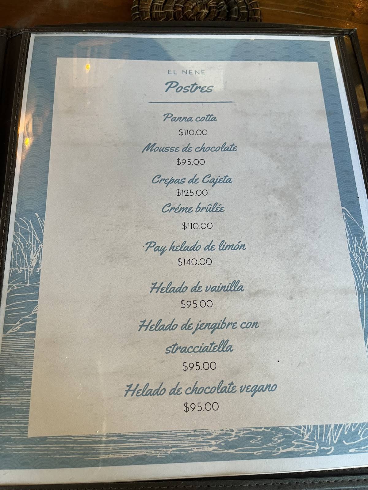 Menu at Restaurant El Nene, Puerto Escondido