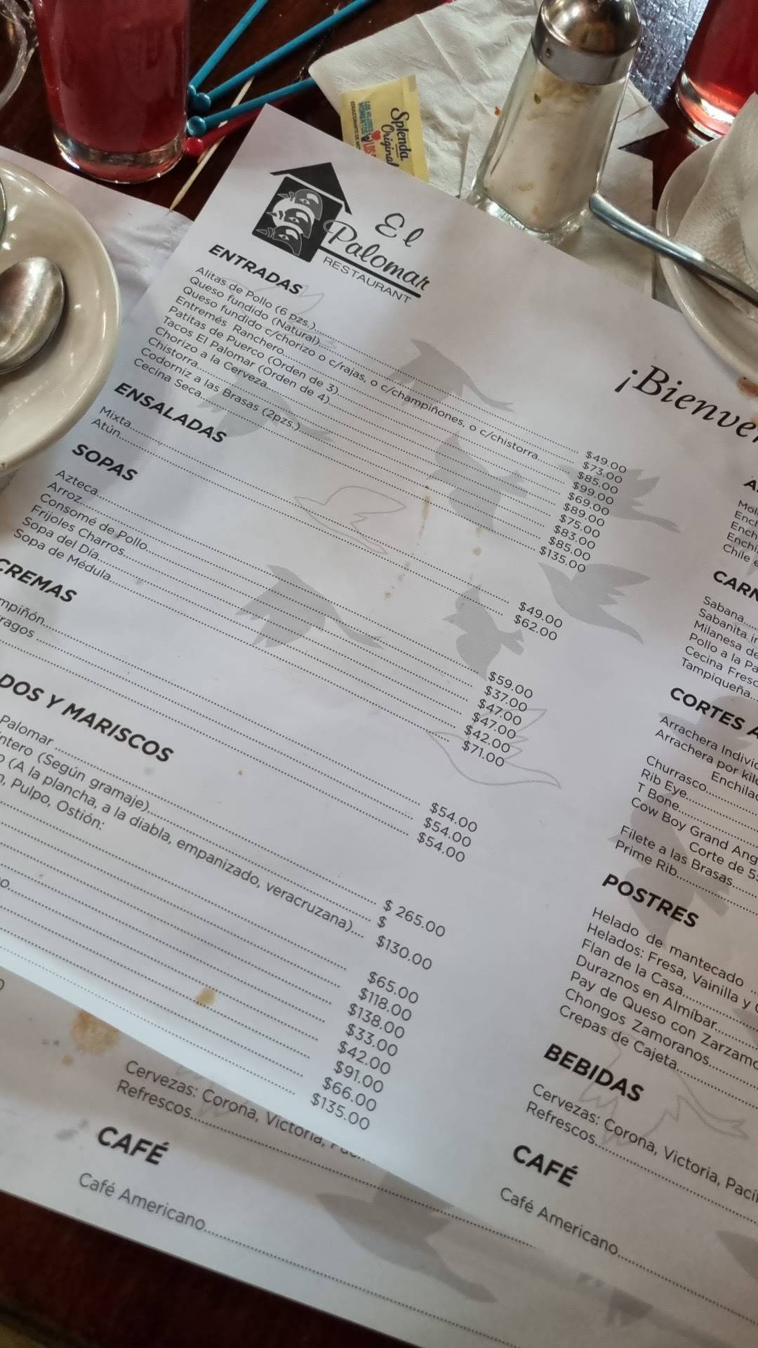 Carta de El Palomar Restaurante, Santiago de Querétaro, C. Damián ...