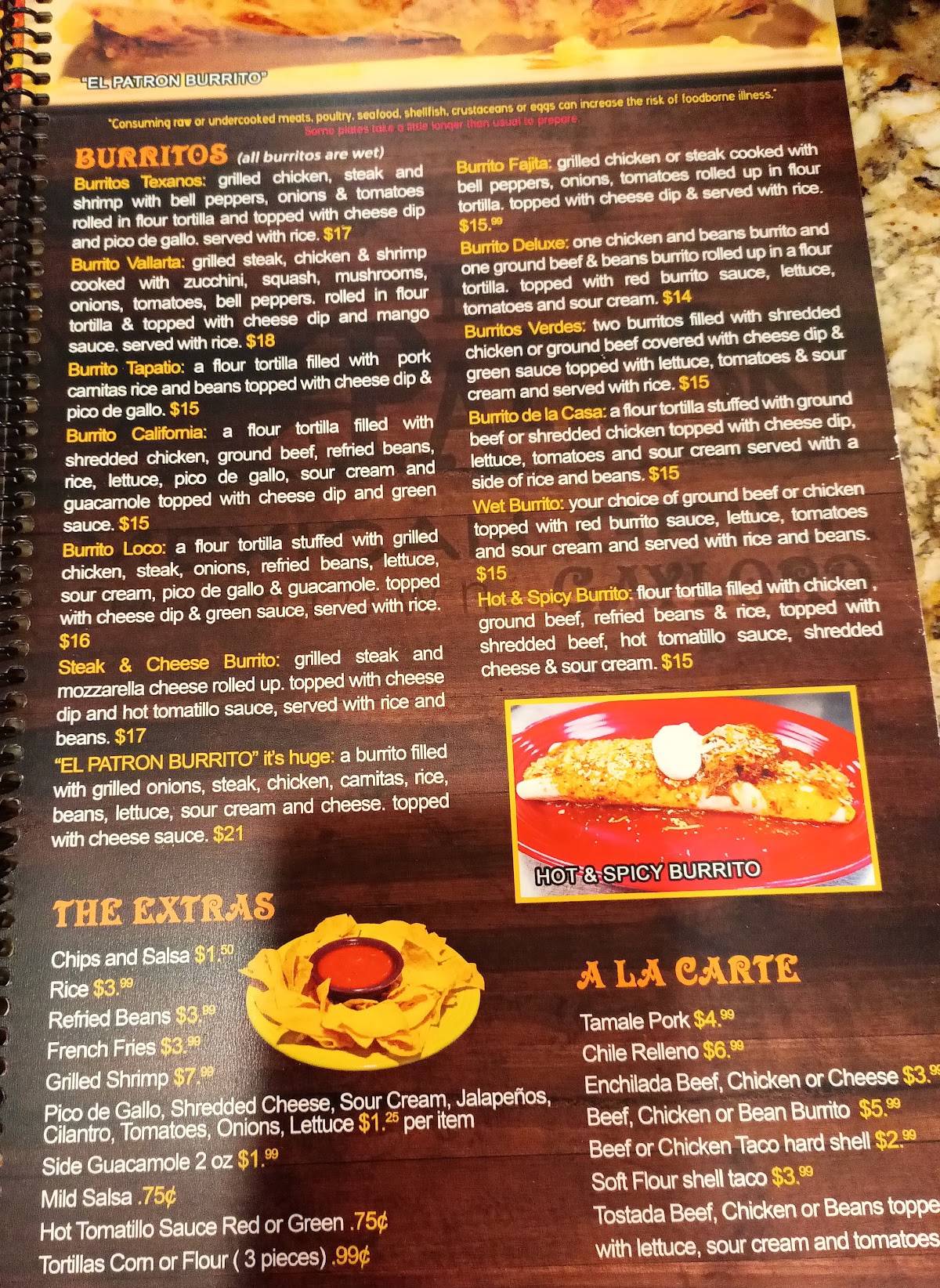 Menu at El Patron Grill restaurant, Gaylord