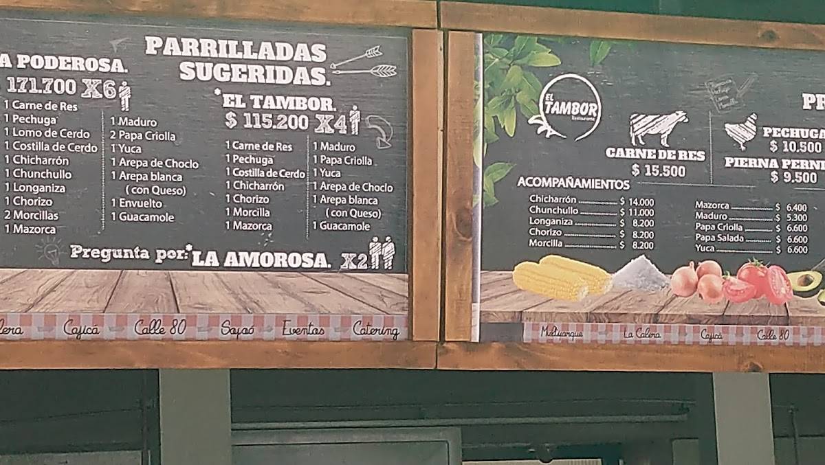 Carta del restaurante El Tambor Multiparque, Bogotá, Autopista Nte. #224 - 60