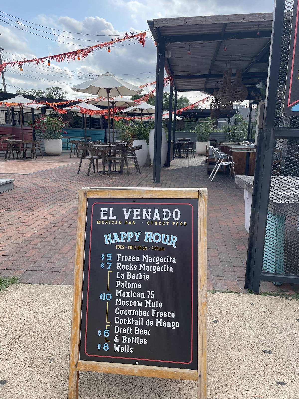 Carta del restaurante El Venado, Houston