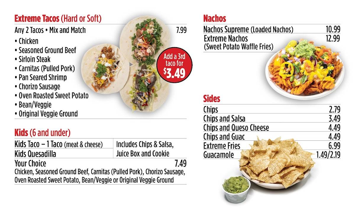 Menu at Extreme Burrito restaurant, Pickering