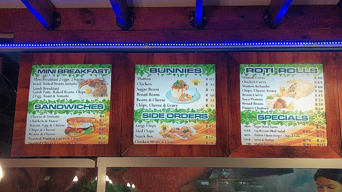 Menu at Famous Bunny restaurant, Dolphin Coast