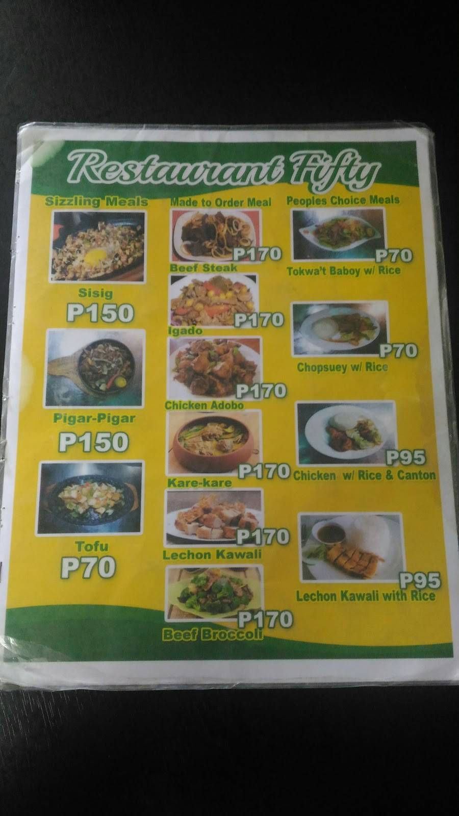 Menu at Restaurant Fifty, Calasiao