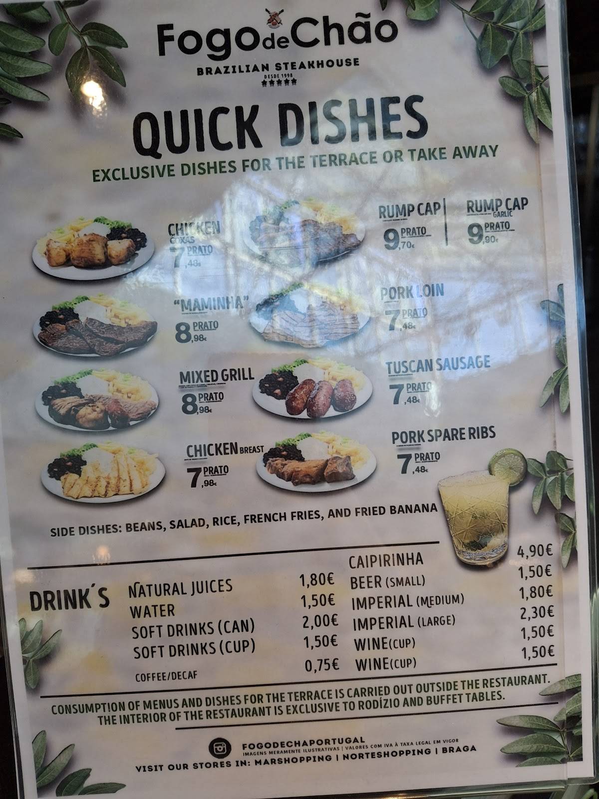 Menu em Fogo de Chão Norte Shopping, Porto