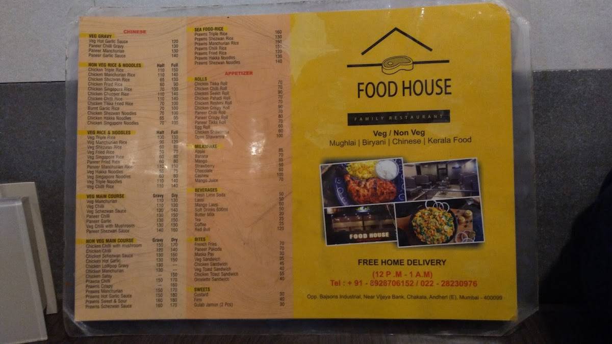 Menu at Food House, Mumbai, Cardinal Gracious Rd