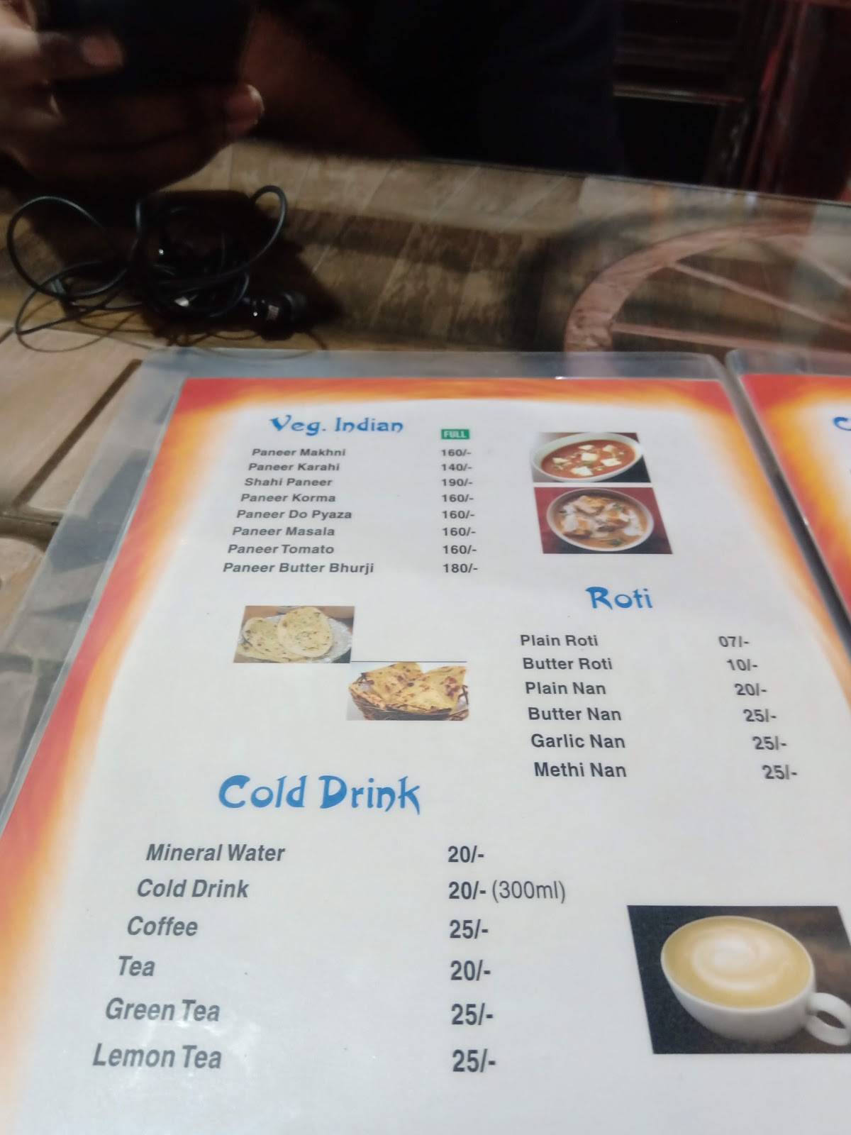 Menu at Food Hub, Khajurla, 7P63+QM4
