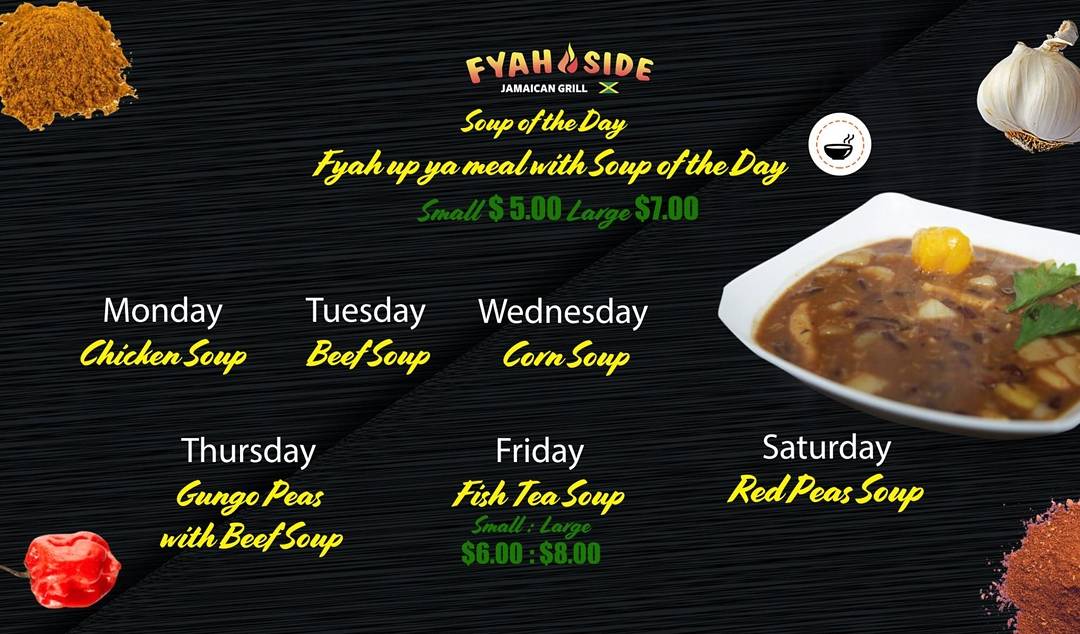Menu at Fyah Side Jamaican Grill restaurant, Brampton