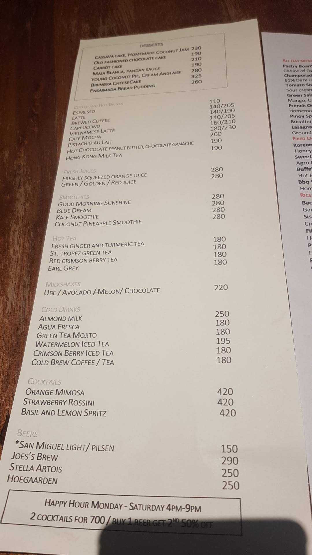 Menu at George and Onnie's - Megamall restaurant, Mandaluyong