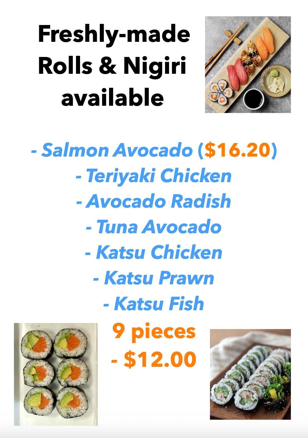 Menu at Golden Dragon Express restaurant, Wellington