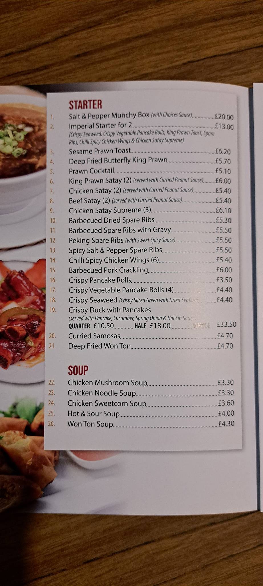Menu at Golden Ocean restaurant, Campbeltown