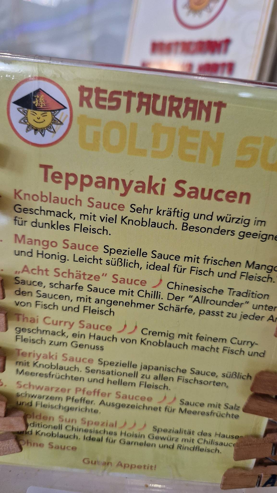 Speisekarte von Restaurant Golden Sun, Sankt Pölten