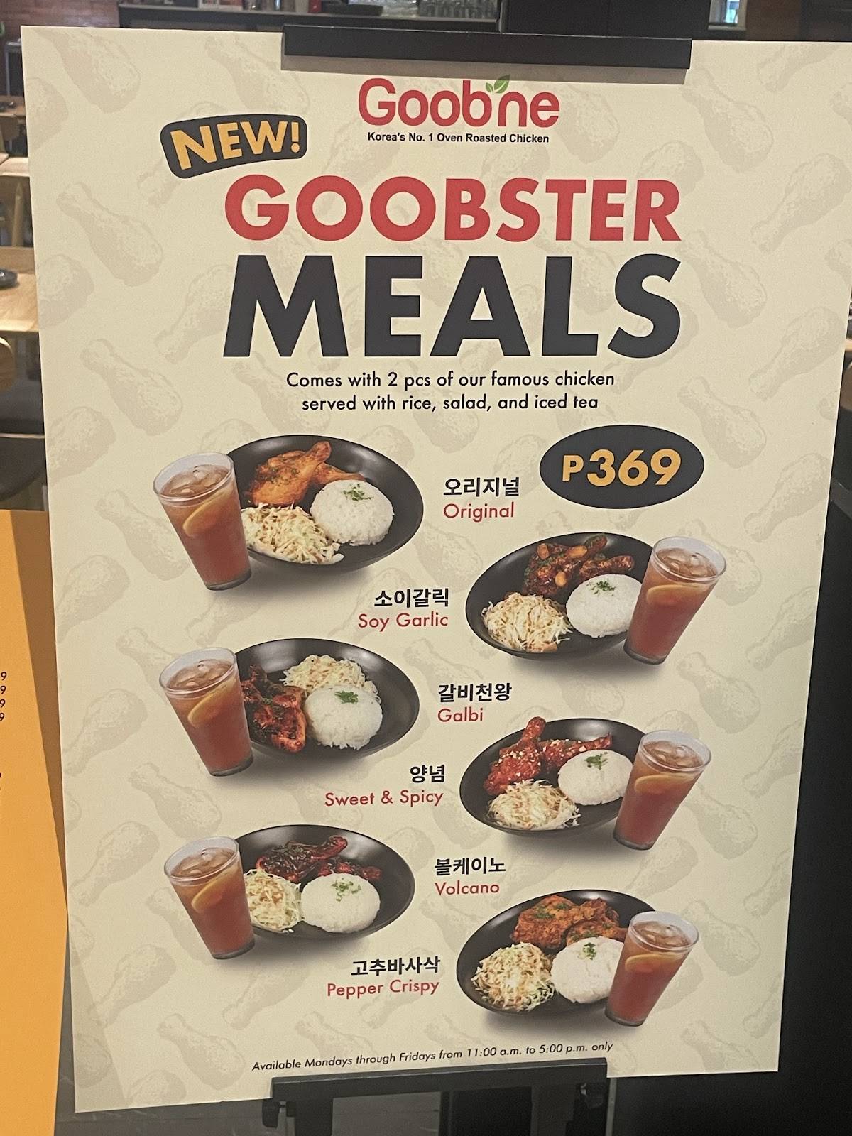 Menu at Goobne restaurant, Taguig