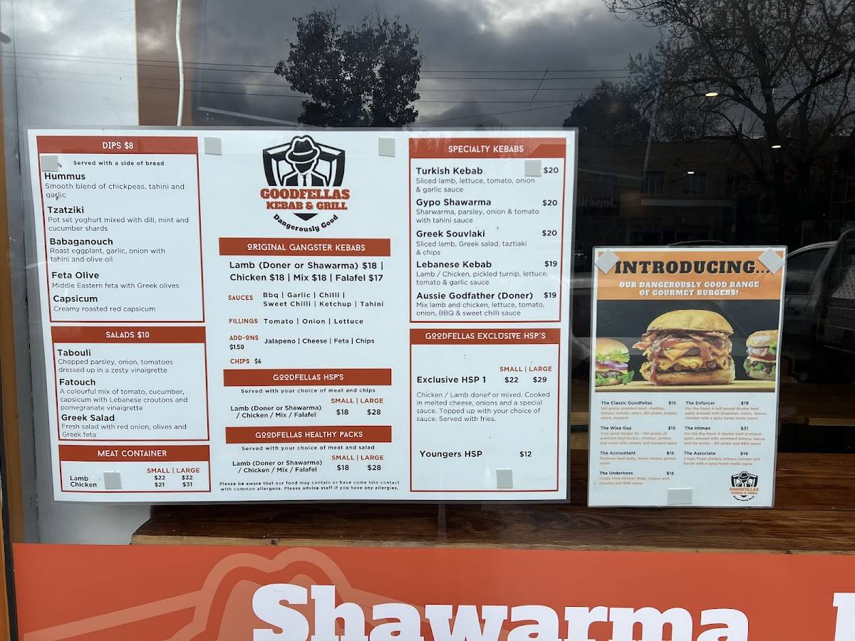 Menu at Goodfellas Kebab and Grill restaurant, Balwyn