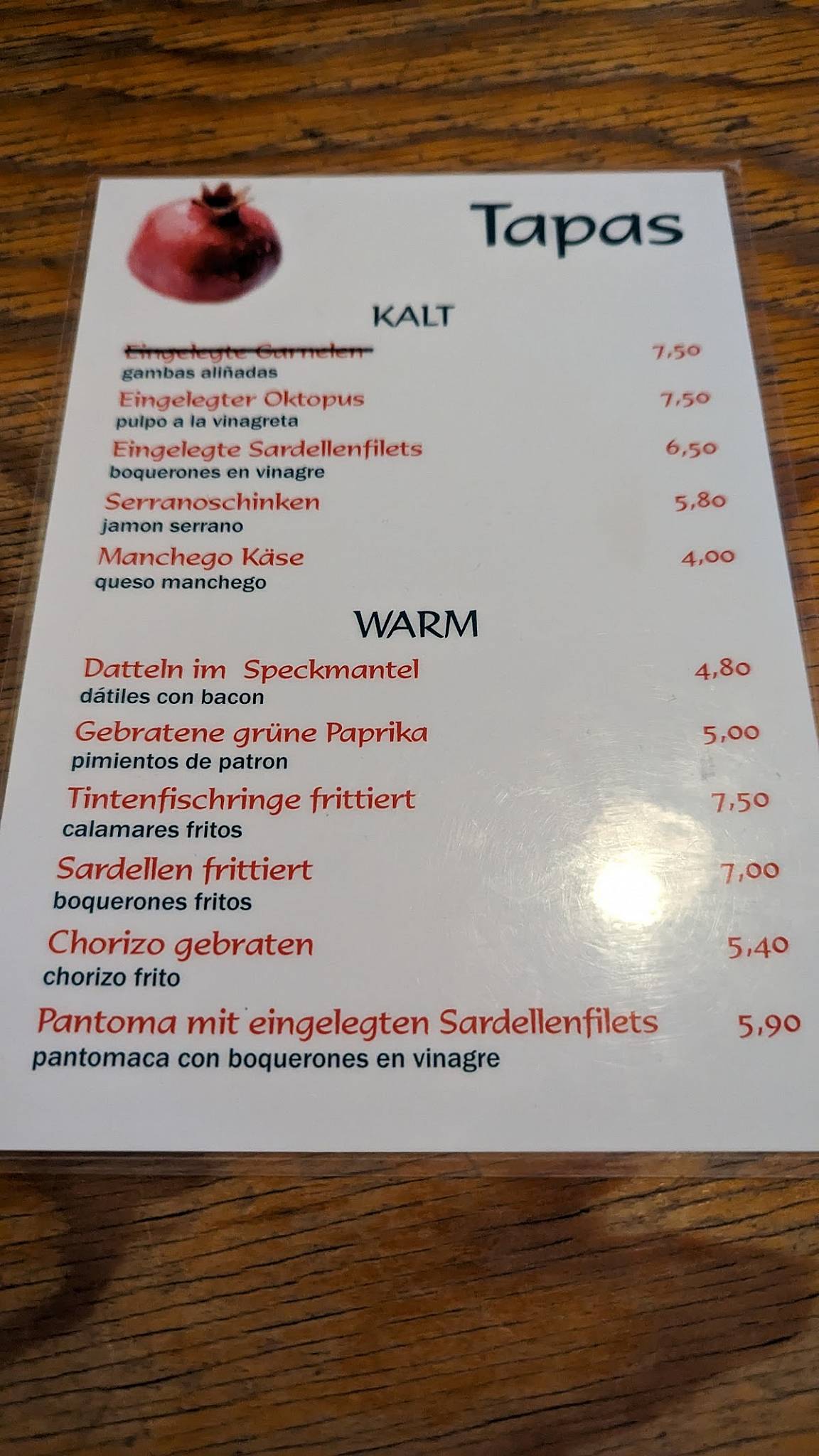 Speisekarte von Restaurant Granada, Ingolstadt