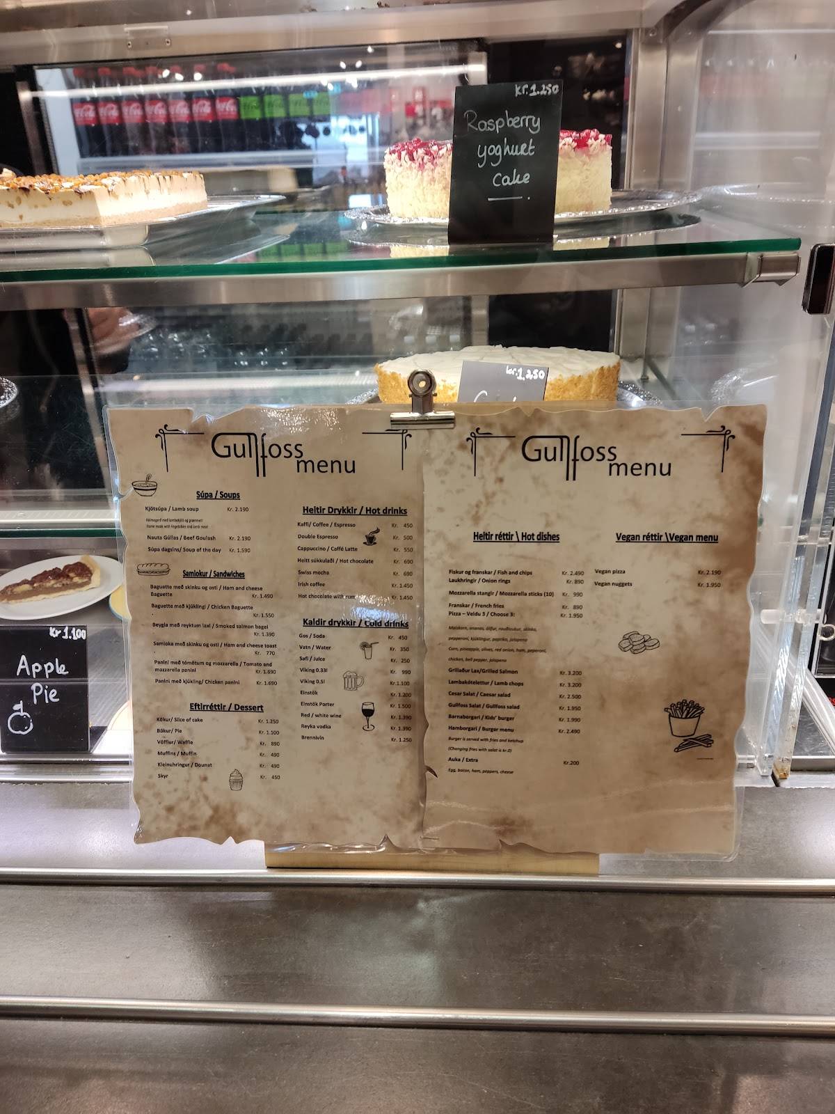 Menu at Gullfoss - Panorama Restaurant - Cafe - Shop, Iceland