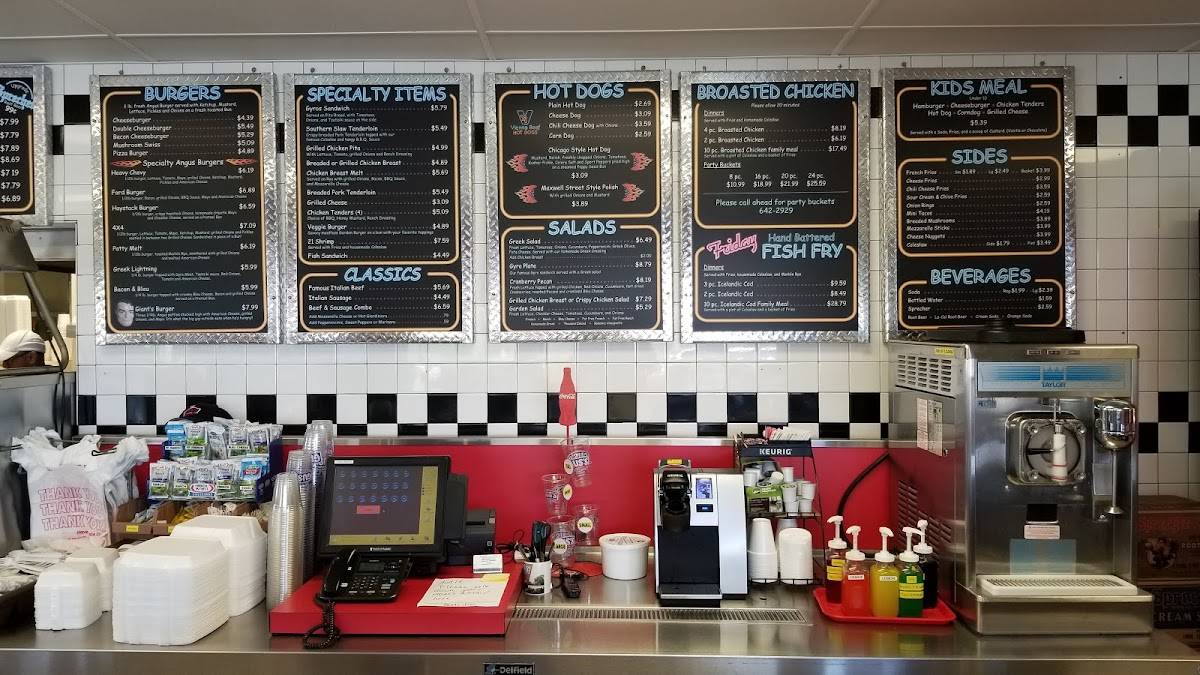 Menu at Gus's Drive-In restaurant, East Troy