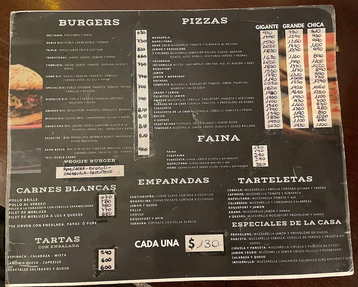 Menu at HOME RESTÓ restaurant, Vicente López, Antonio Malaver 1600