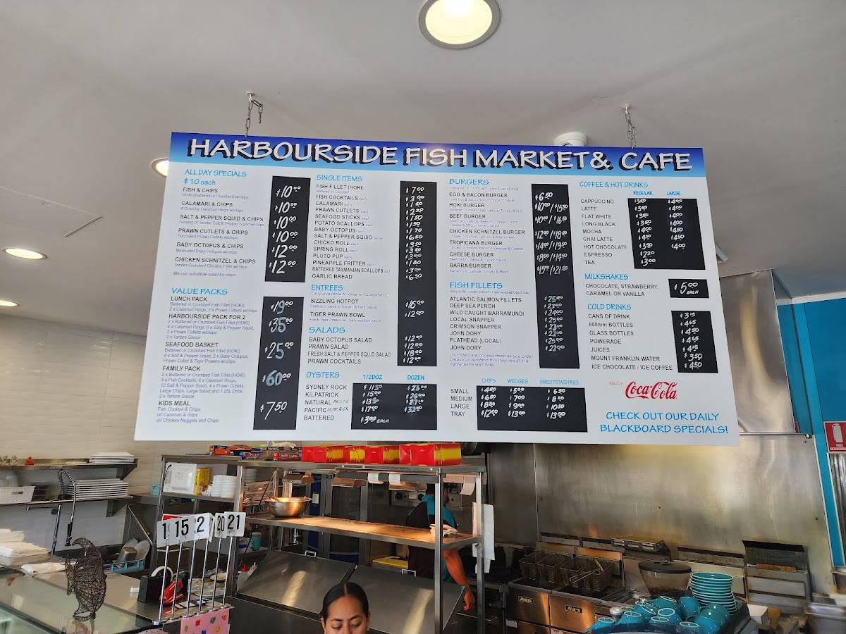Menu at Harbourside Fish Market and Cafe, North Wollongong