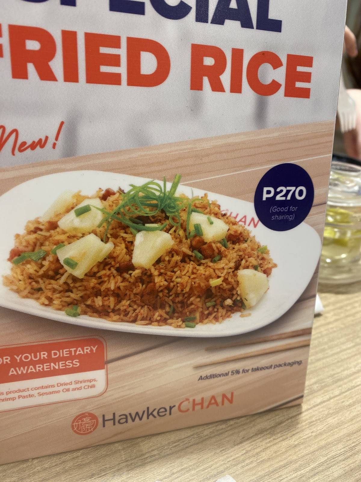 Carta del restaurante Hawker Chan Trinoma, Ciudad Quezon