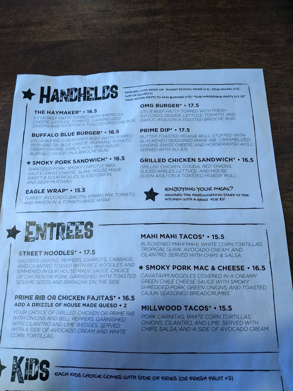 Menu at Haymaker Kitchen & Tavern restaurant, Spokane Valley
