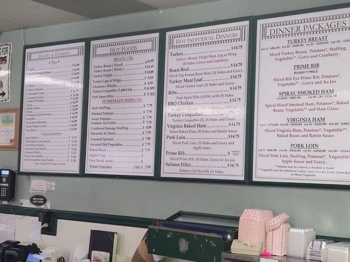 Menu at Hinck's Turkey Farm restaurant, Manasquan