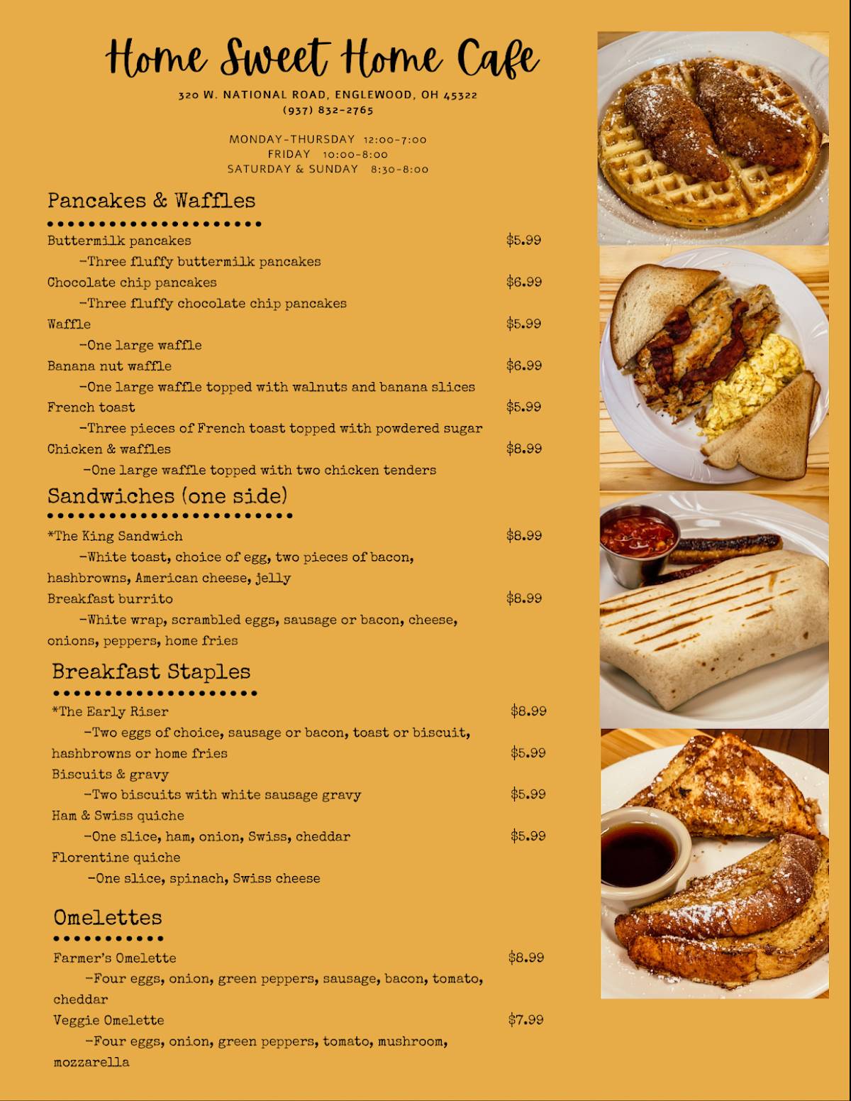 Menu at Home Sweet Home Cafe, Englewood