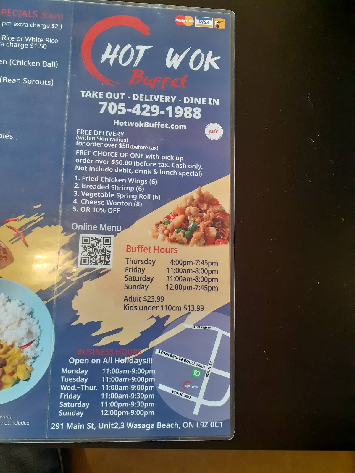 Menu at Hot Wok Buffet restaurant, Wasaga Beach