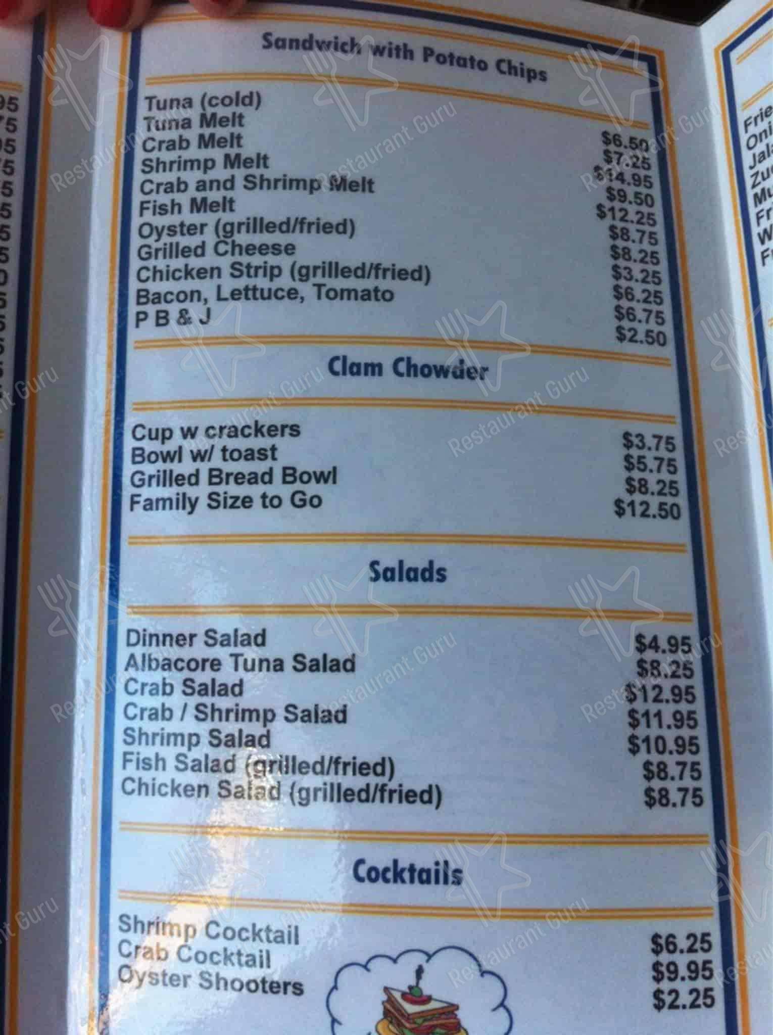 Menu at Hungry Clam restaurant, Brookings
