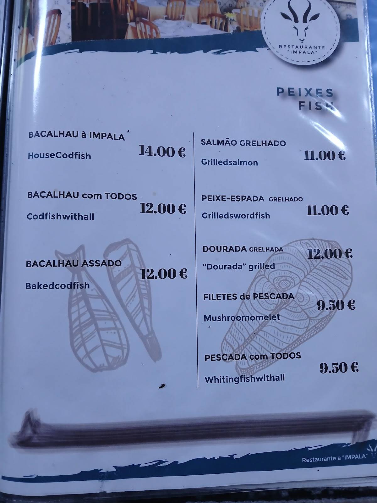 Menu at Impala Restaurant, Arganil