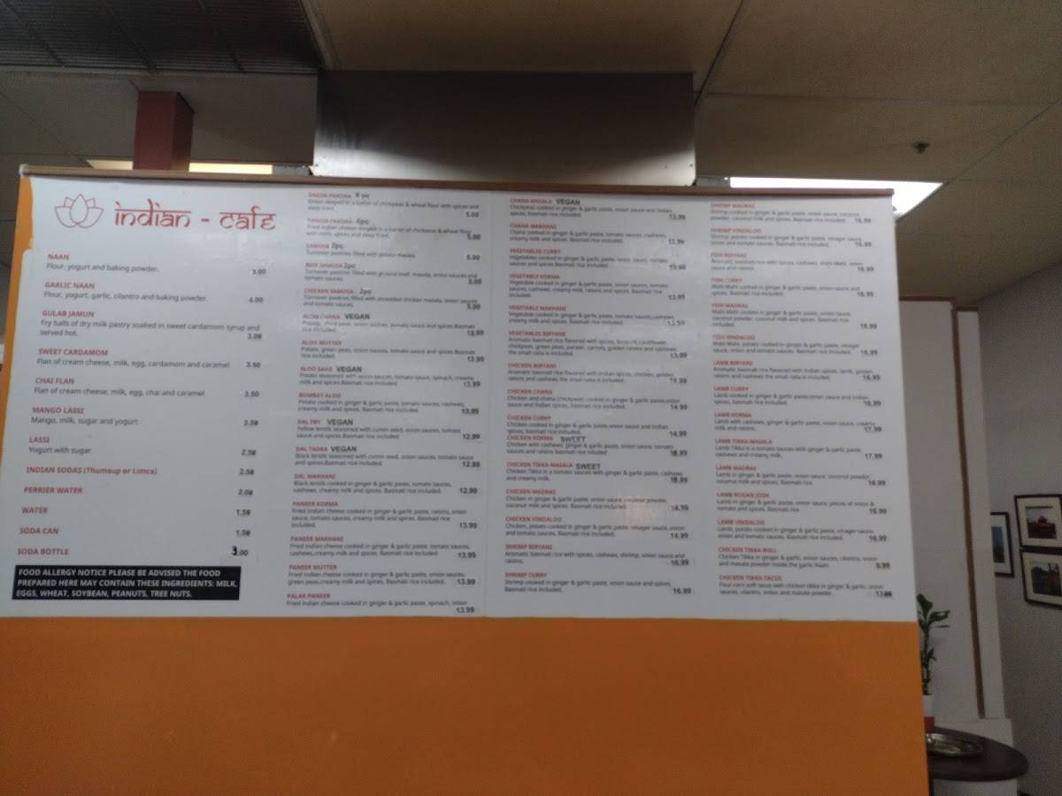 Menu at Indian-Cafe, Port St. Lucie