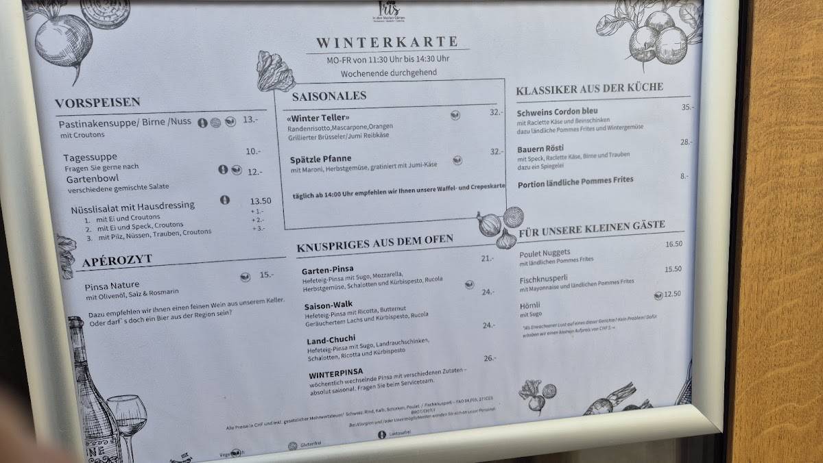 Speisekarte von Restaurant Iris, Basel