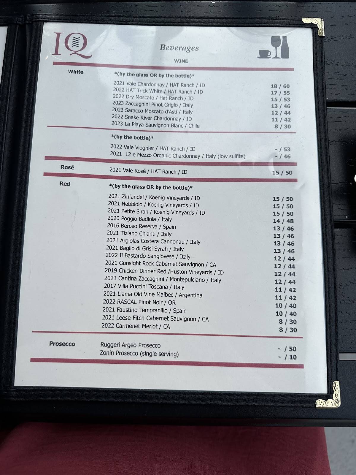Menu at Italianesque restaurant, Nampa