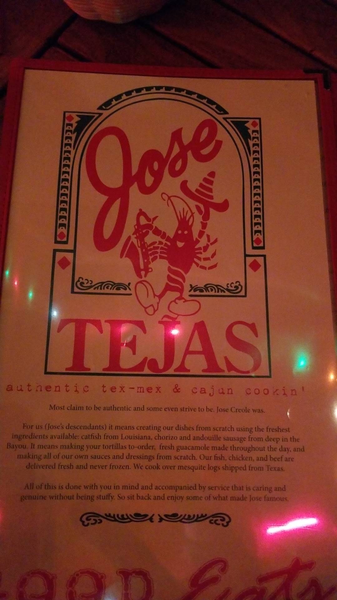 Menu at Jose Tejas restaurant, Woodbridge Township, 700 US Highway 1 N