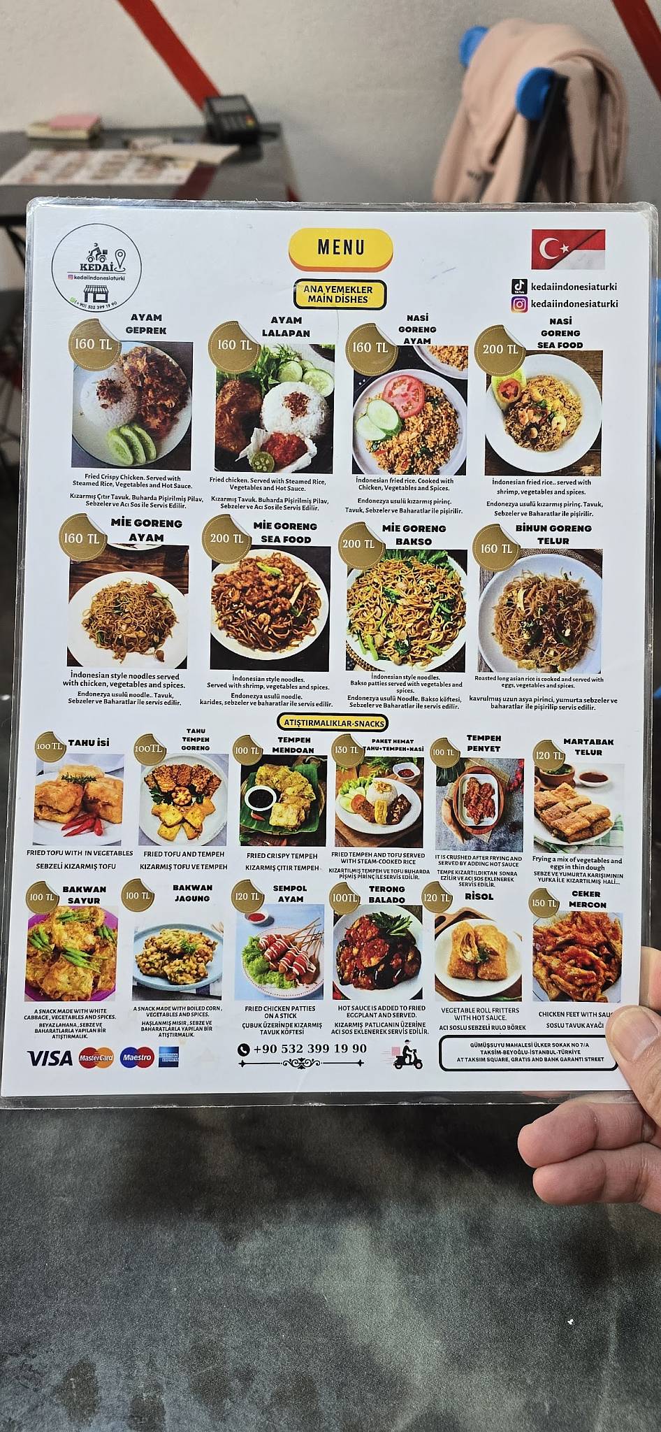 Menu at KEDAİ TAKSİM İNDONESİAN FOOD RESTAURANT & TAKE AWAY ENDONEZYA ...