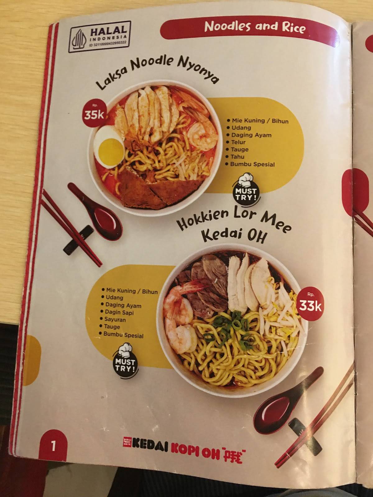 Carta del restaurante Kedai Kopi Oh Gading Serpong - Ruko Faraday ...