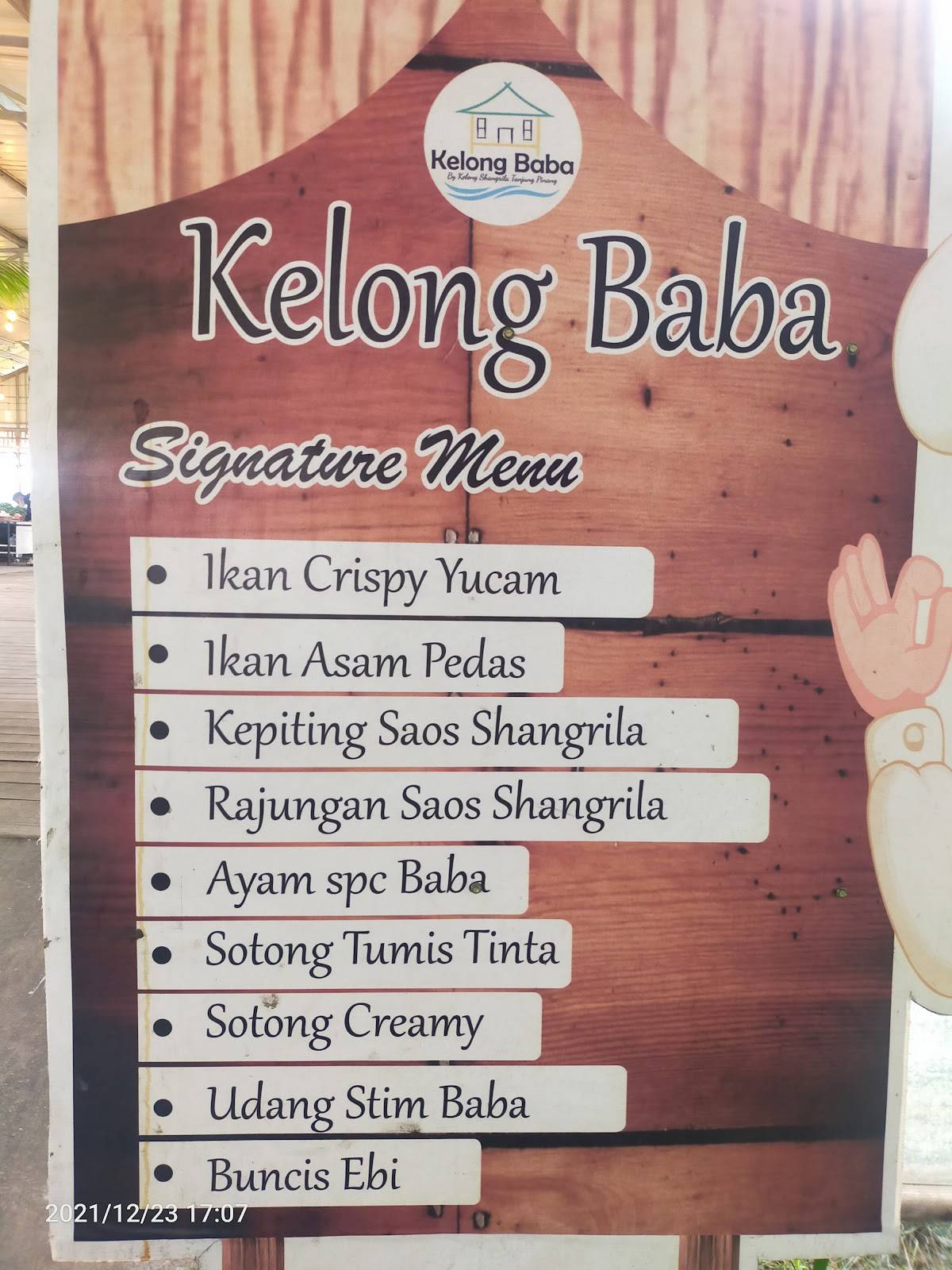 Menu at Kelong Baba by Kelong Shangrila Tj. Pinang restaurant, Batam