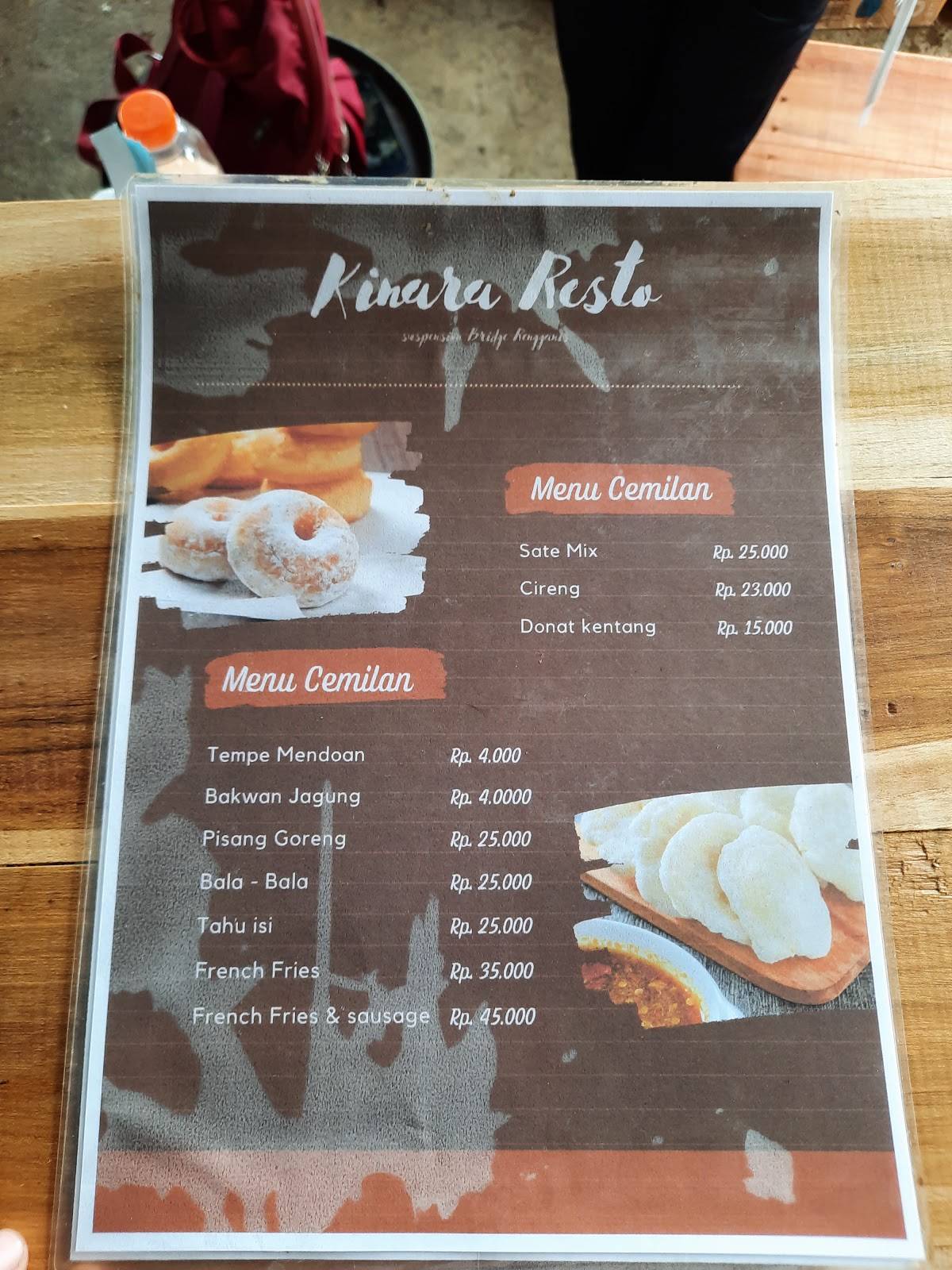 Menu at Kinara Resto Kawah Rengganis restaurant, Alamendah