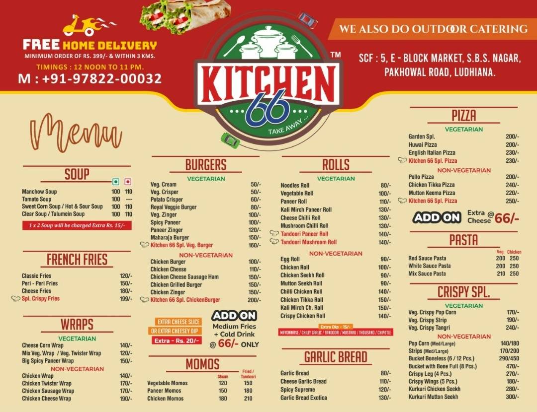 Menu at Kitchen 66, Ludhiana